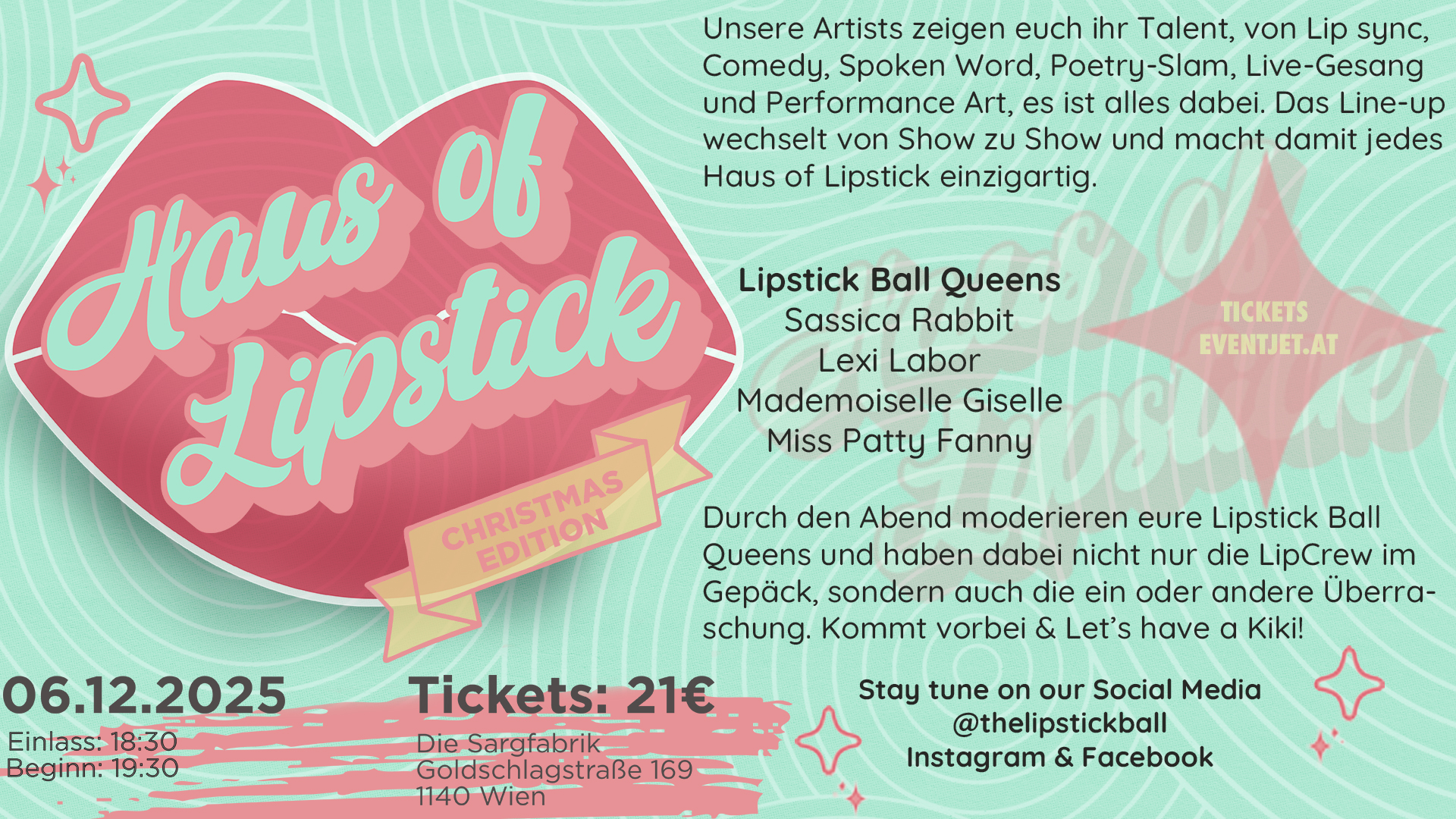 Haus of Lipstick Tickets, Sat, 06 Dec 2025 - Eventjet Events